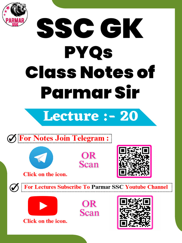Lecture - 20 SSC PYQ Notes | PDF