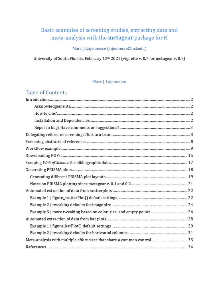 Metagear Basic Vignette v0.7 | PDF | Systematic Review | Data