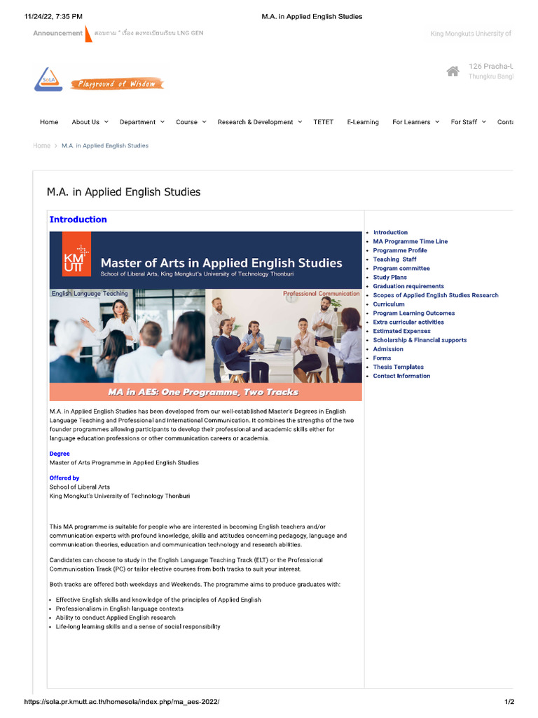 M.A. in Applied English Studies | PDF