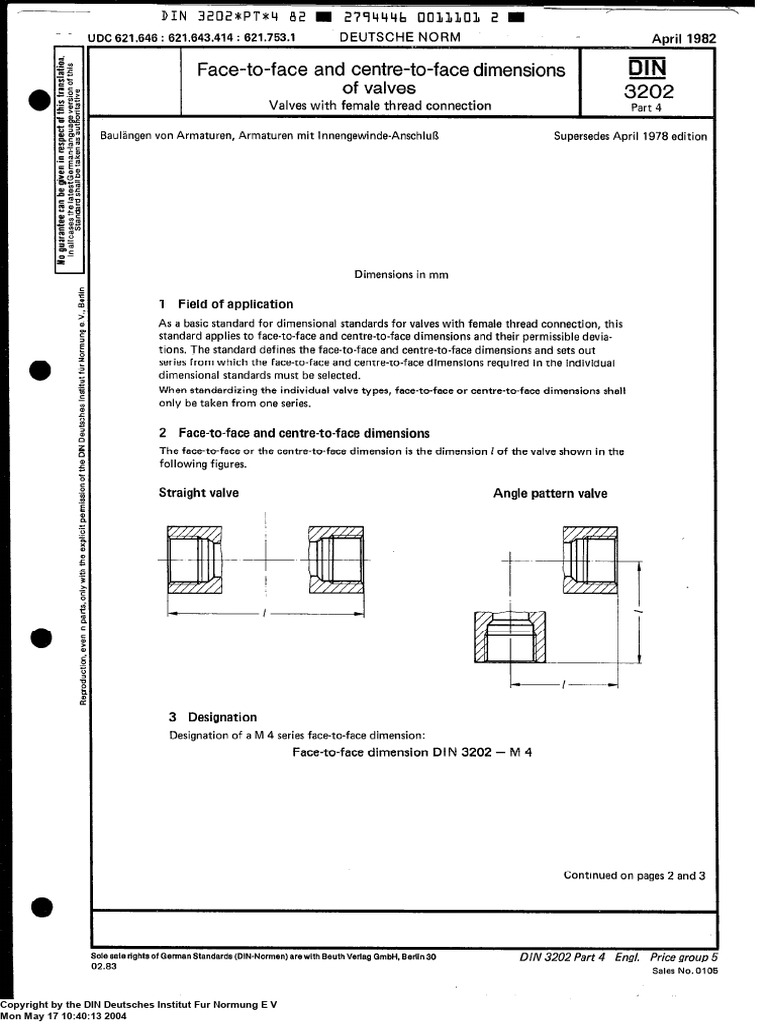 Din 3202-4 Valve Face To Face Dimension | PDF