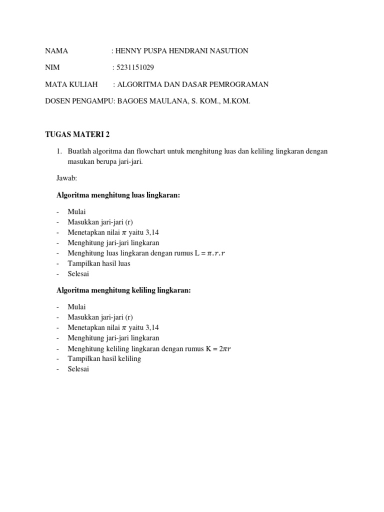 Algoritma & Flowchart Pemrograman | PDF