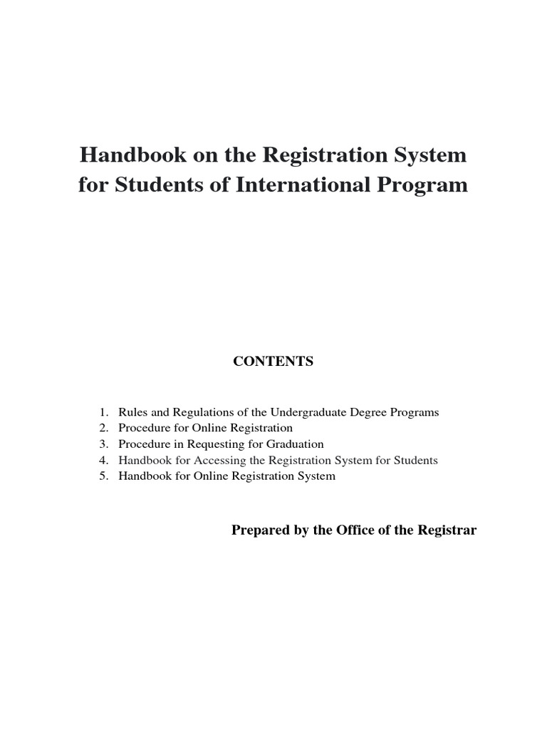 Handbook On The Registration System For Students of International ...