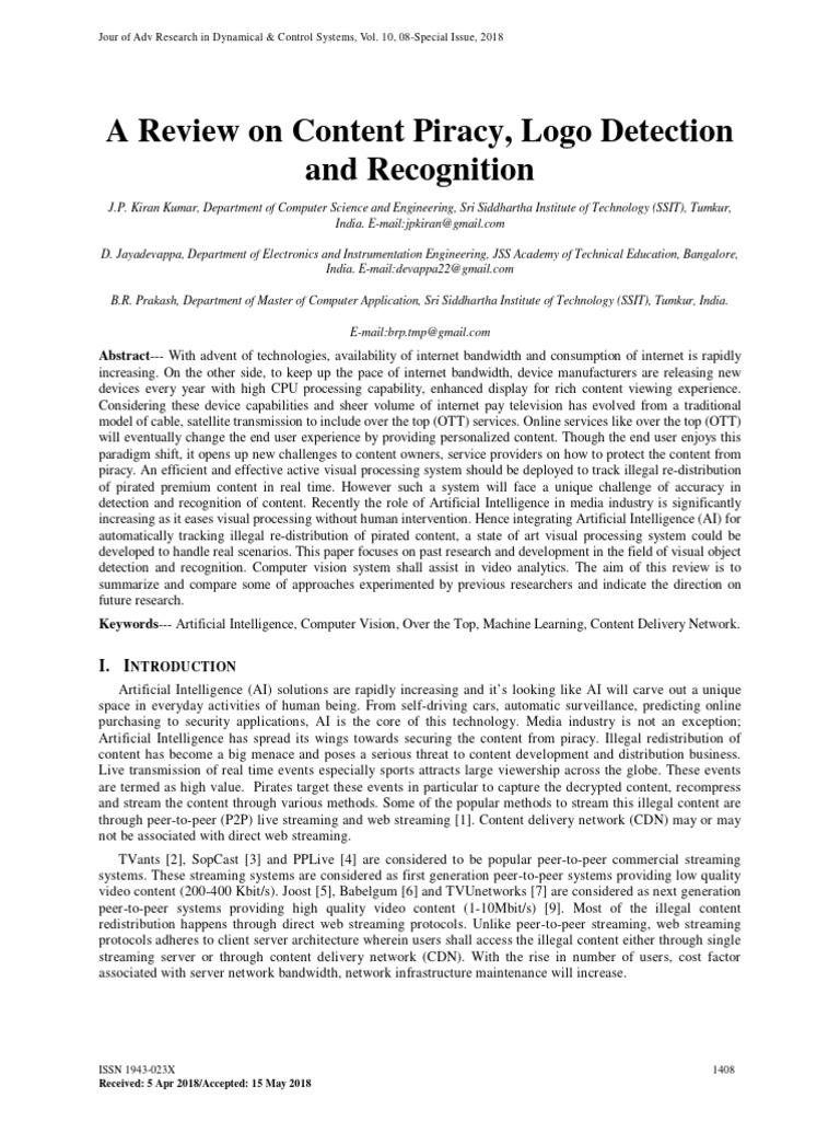 A Review On Content Piracy, Logo Detection and Recognition | PDF