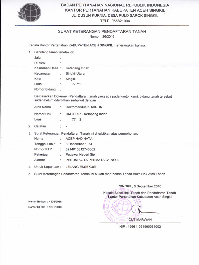 Surat SKPT An Drs - Khairun | PDF