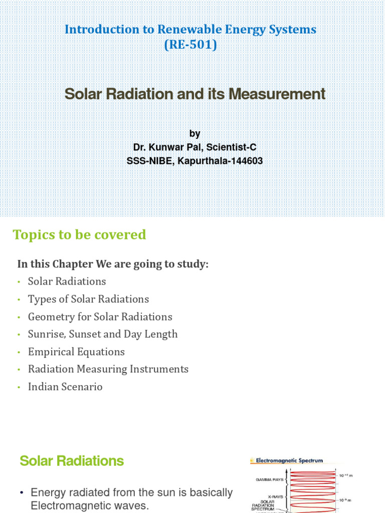 Lecture 4-5 Solar Radiation | PDF