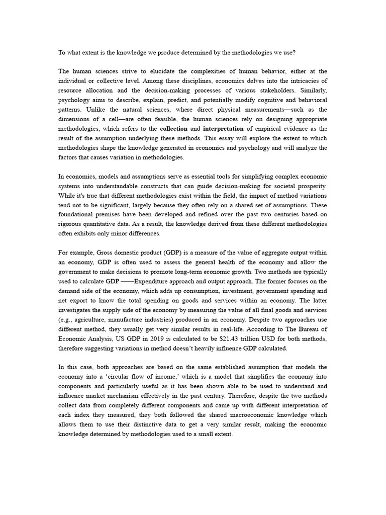 IB TOK Essay | PDF | Economics | Gross Domestic Product