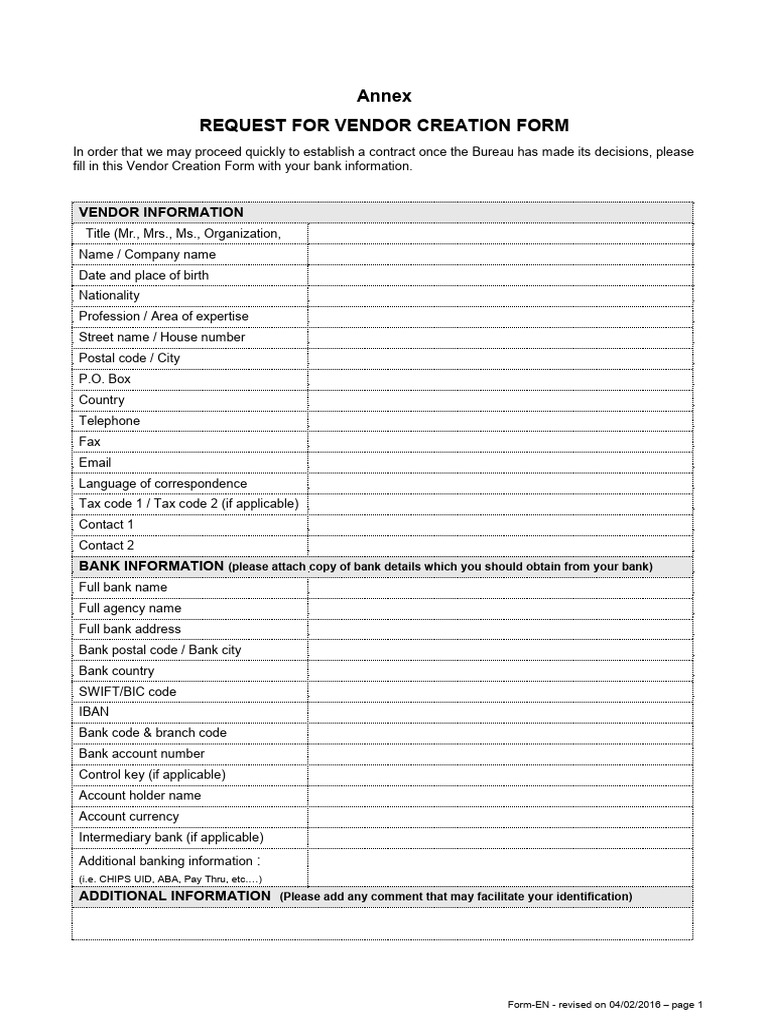 Unesco Vendor Form | PDF