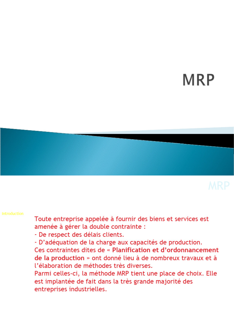 Méthode MRP : Planification efficace | PDF