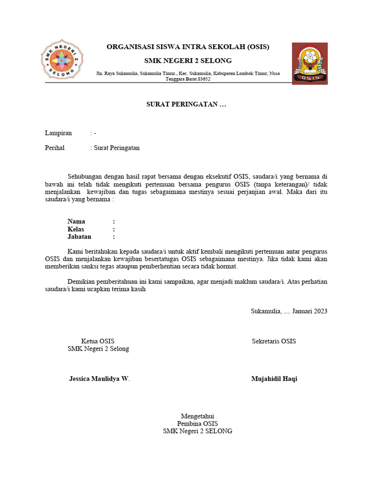 SURAT PERINGATAN | PDF