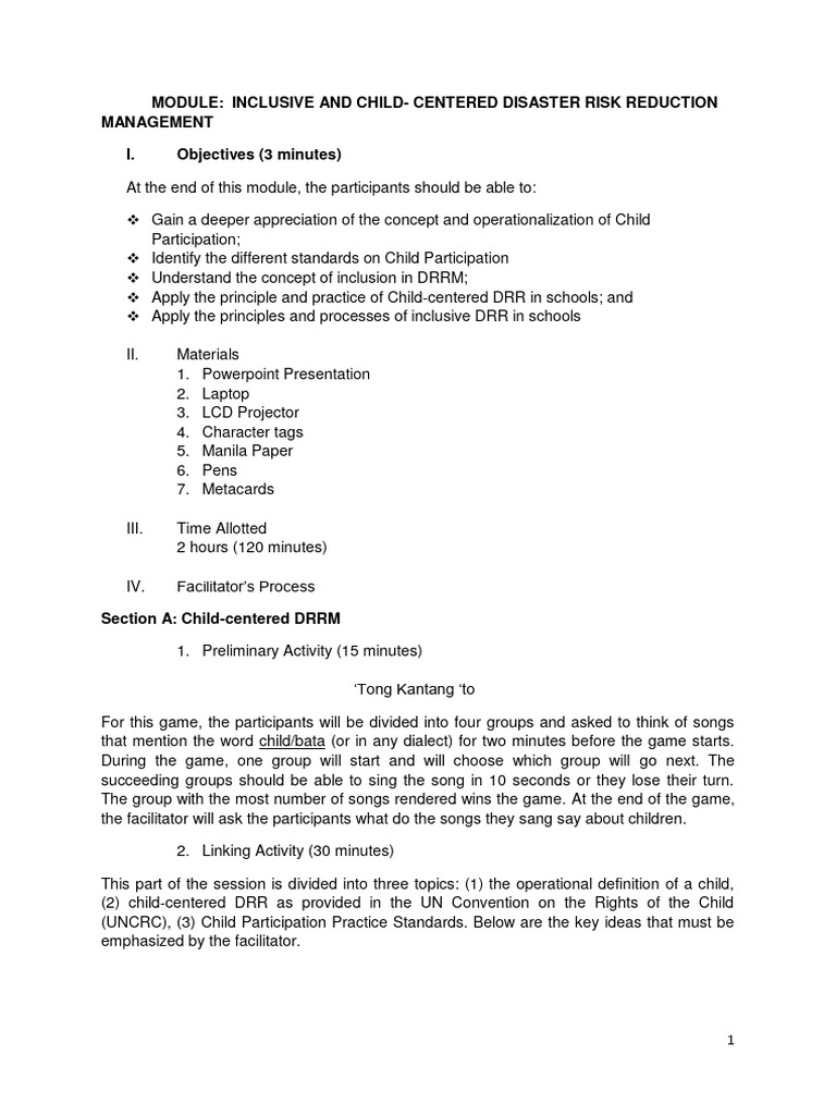 Module - Inclusive and Child Centered DRRM | PDF