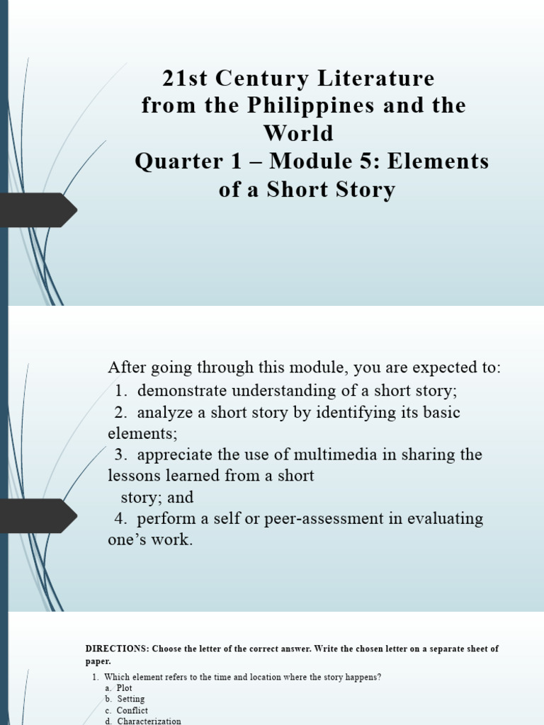 21stCenturyLiterature - Mod5 - Elements of A Short Story Done | PDF