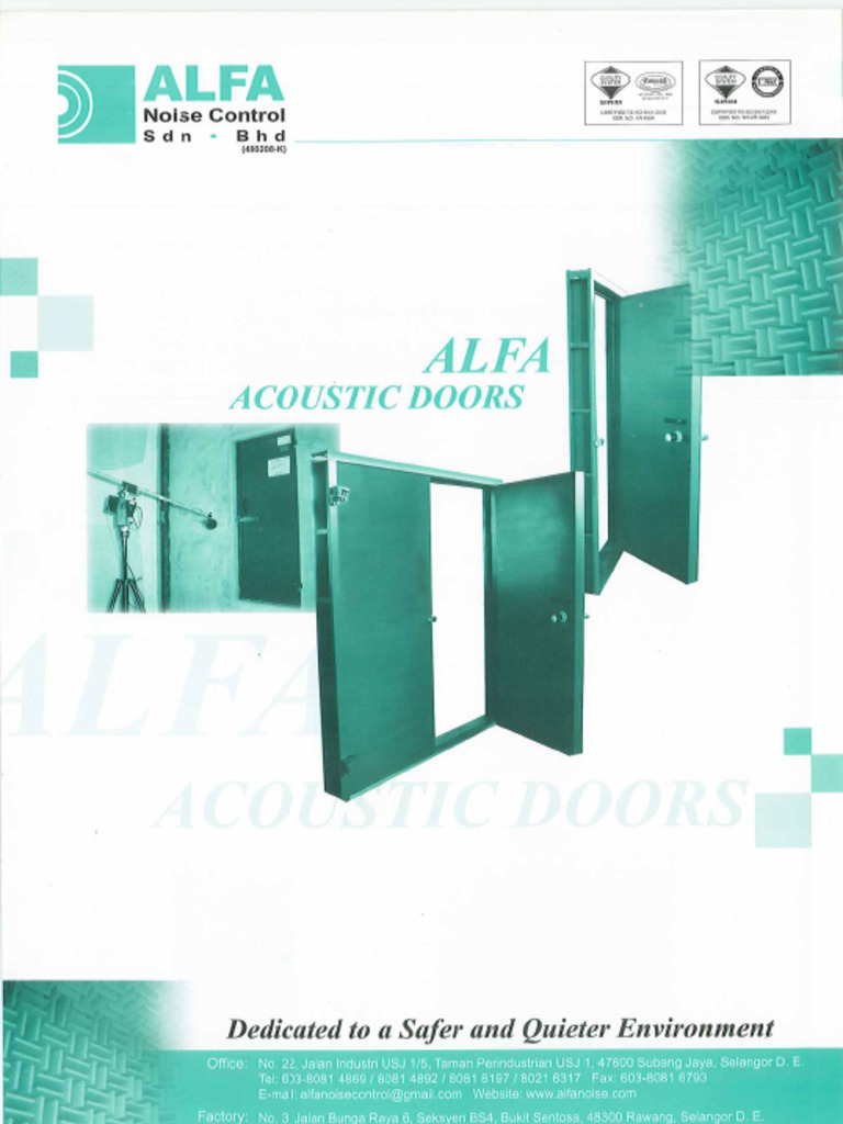 Acoustic Door - ALFA Acoustic Door | PDF