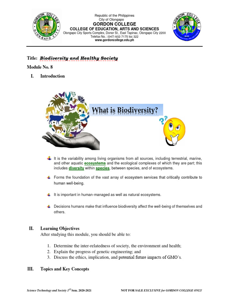 STS FINAL Module 8 - Biodiversity and Healthy Society | PDF ...