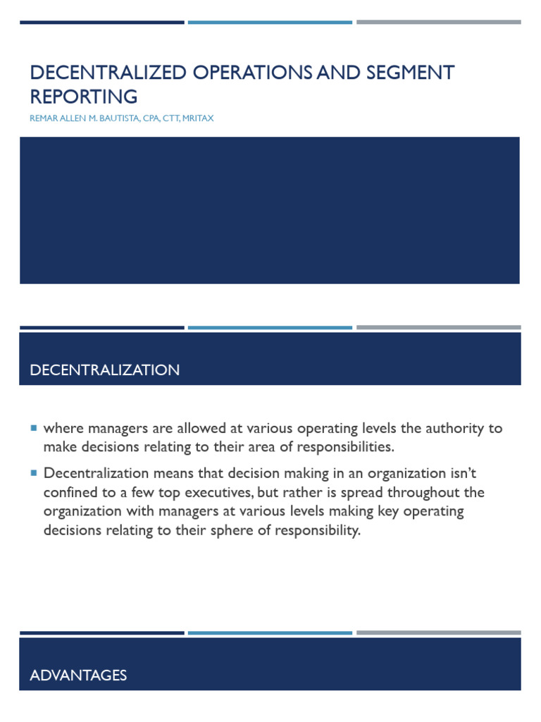 Scm Final Module Decentralized Operations And Segment Reporting Pdf Financial Economics