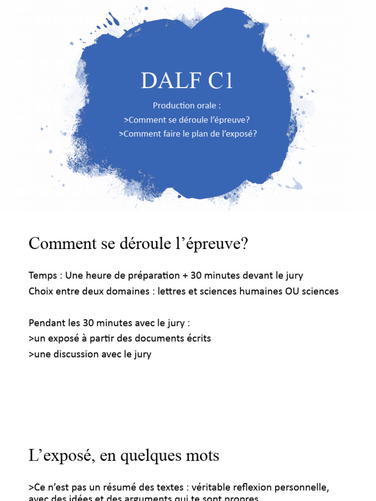 DALF C1 Production Orale | PDF