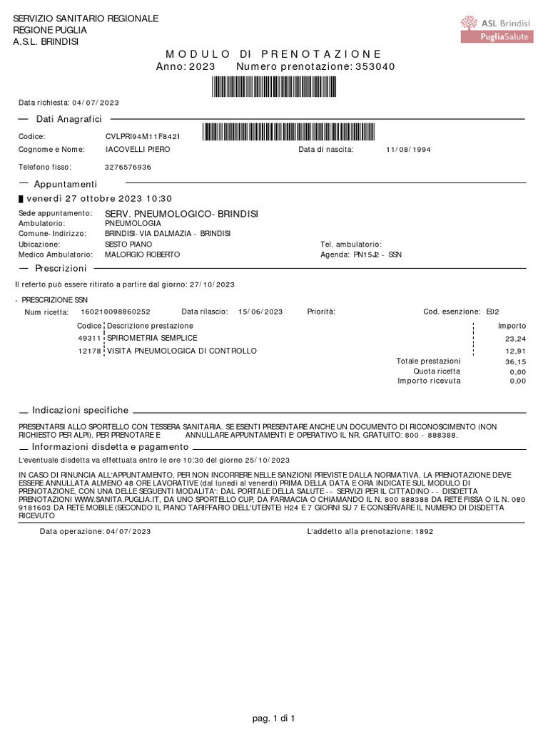 Promemoria Numero 2023160106353040 | PDF