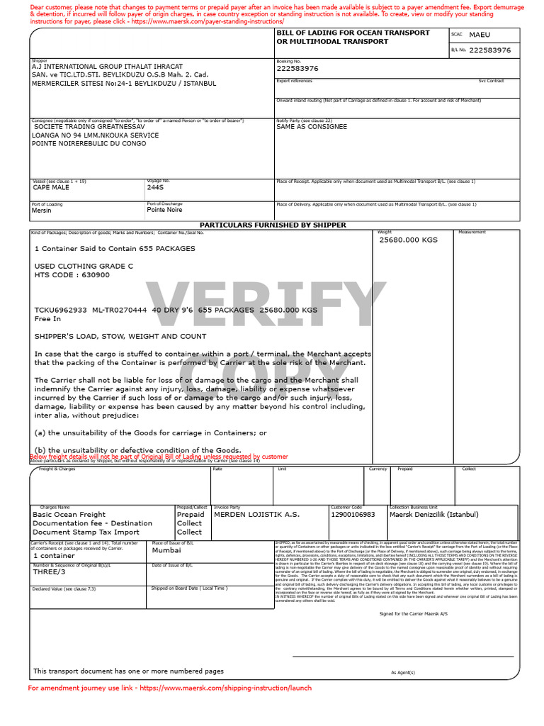 Transport Document | PDF | Bill Of Lading | Cargo