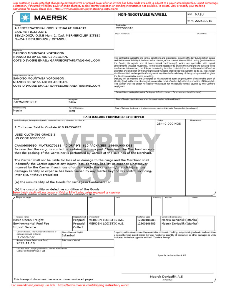 Transport Document | PDF | Cargo | Bill Of Lading