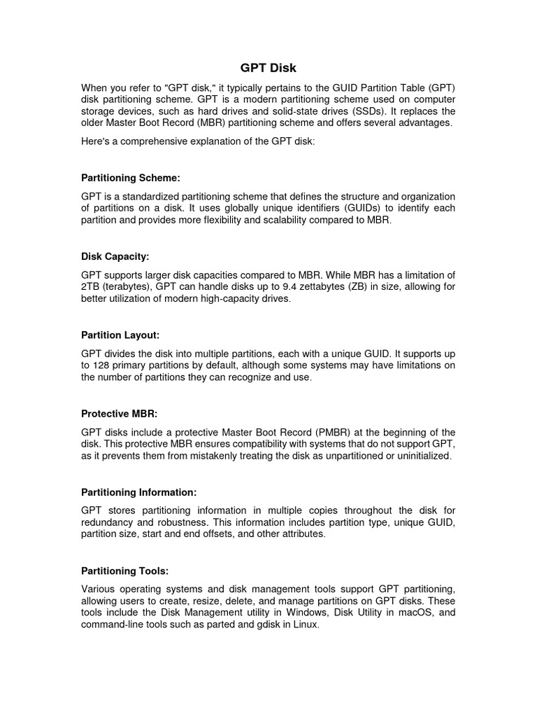 GPT & MBR Disk | PDF | Booting | Utility Software