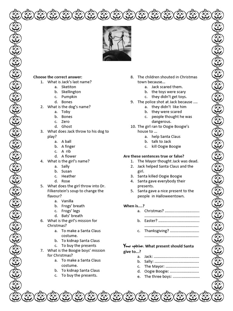 "Nightmare Before Christmas Quiz" | PDF | Christmas Fiction | Christmas