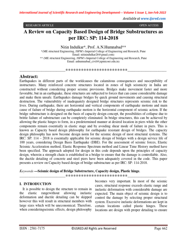 Capacity Based Design of Bridge Substructures | PDF