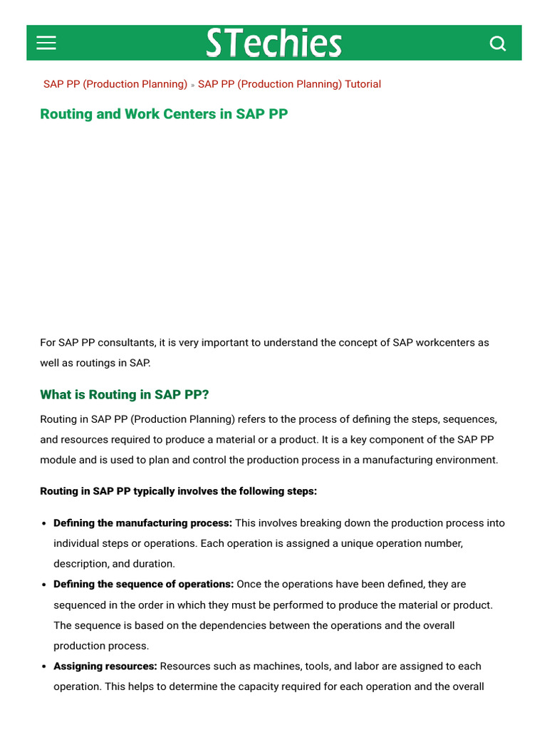Routing and Work Centers in PP Routing | PDF
