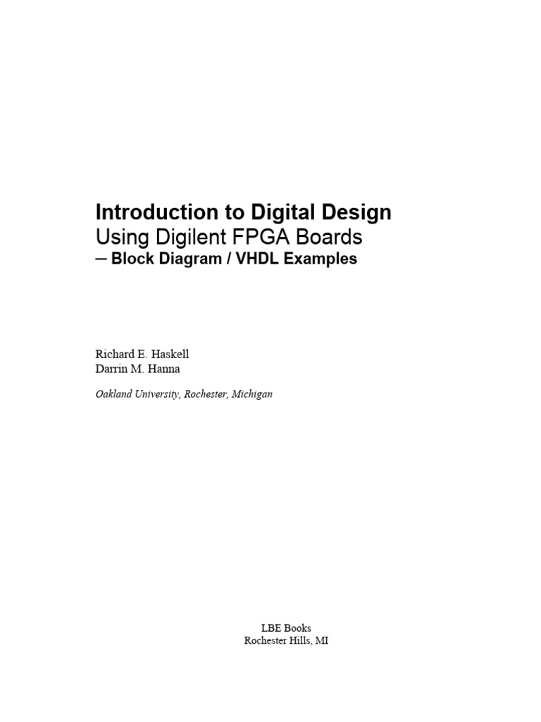 Intro Digital Design-digilent-Vhdl Fpga Design | PDF