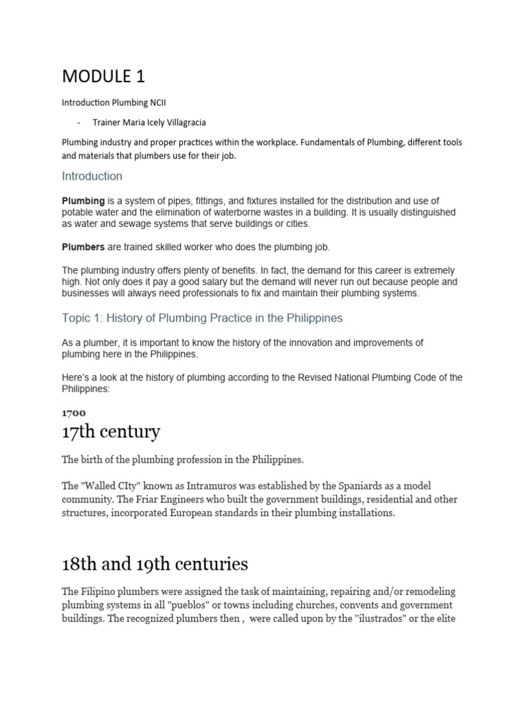 Introduction Plumbing NCII | PDF | Personal Protective Equipment ...