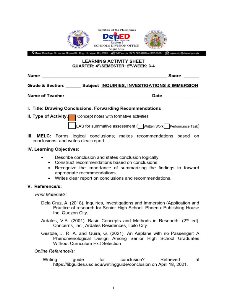 LAS III 12 MELC 3 Week 3-4-8 | PDF | Statistical Significance | Methodology