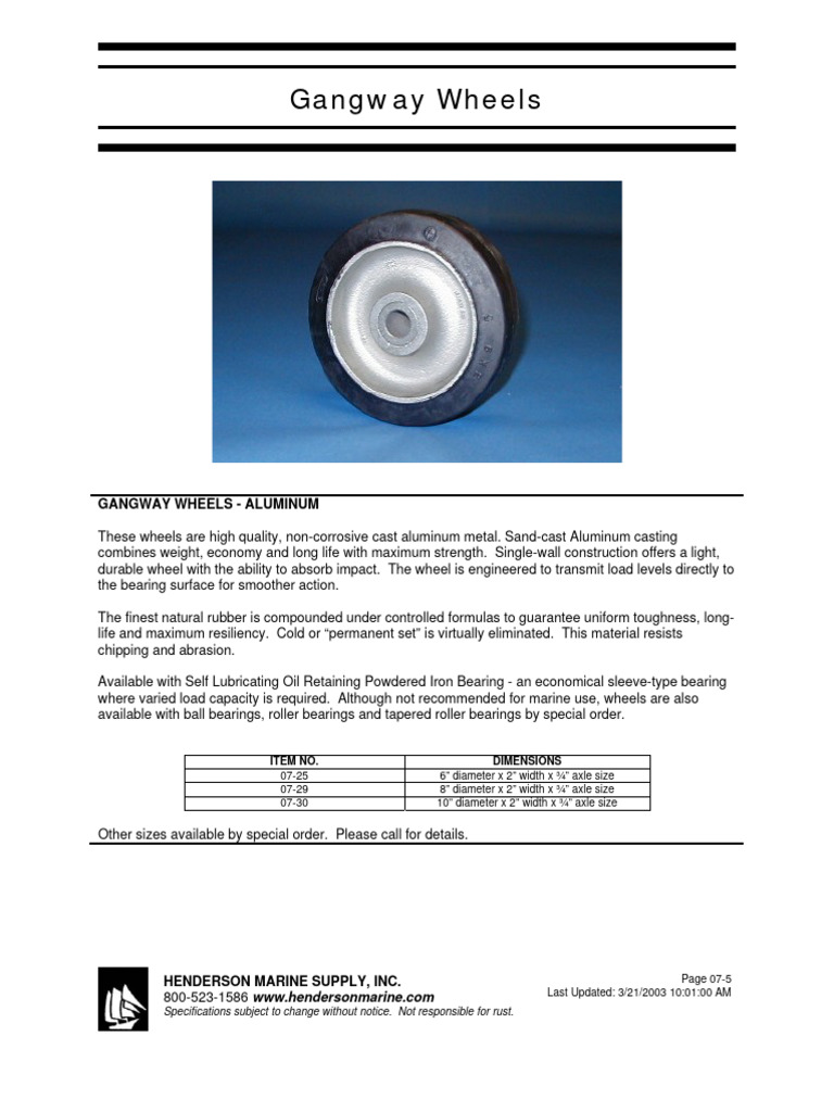Aluminum Gangway Wheels Guide | PDF