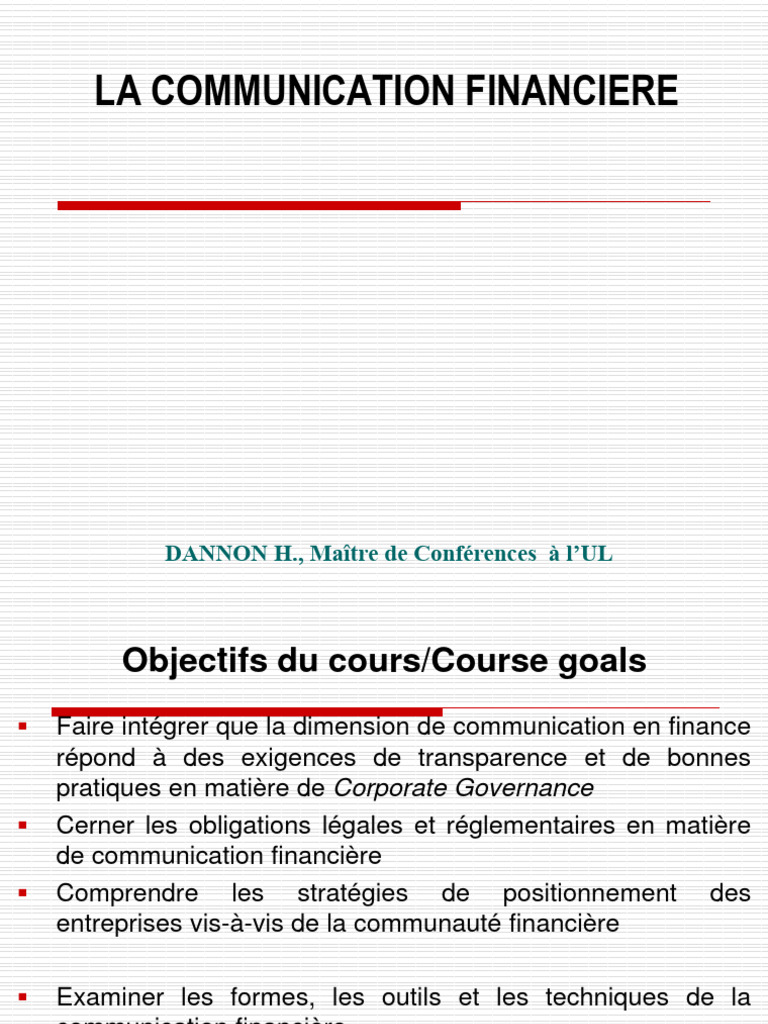 La Communication Financiere - Iae - Themes 12 | PDF