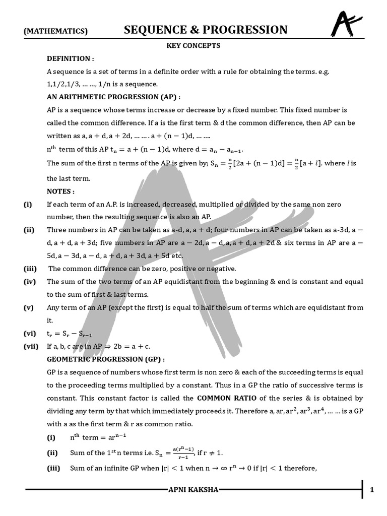 Sheet - 01 - Sequence & Progression | PDF