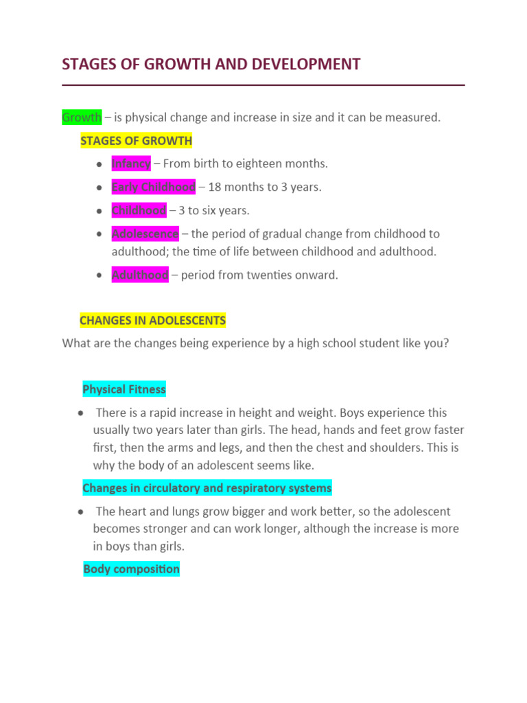 Stages of Growth and Development | PDF | Self-Improvement | Lifestyle