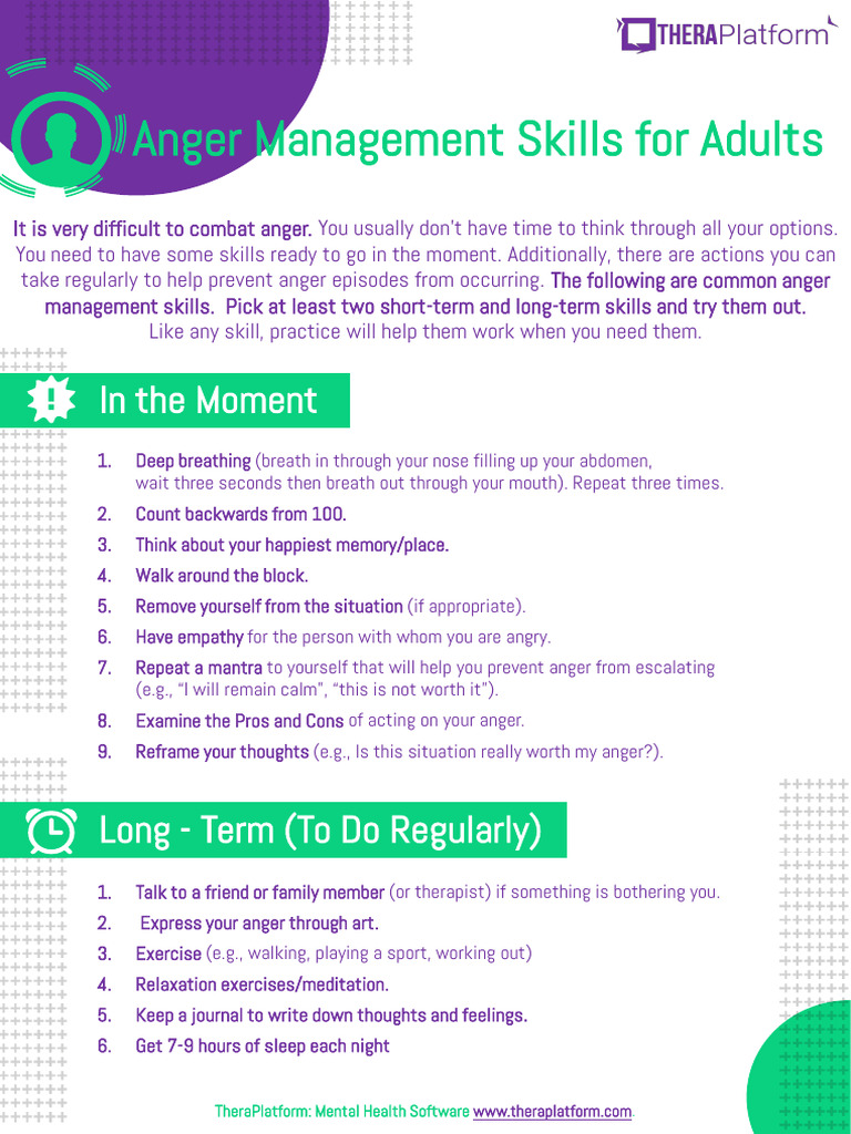 Anger Management Skills For Adults: in The Moment | PDF