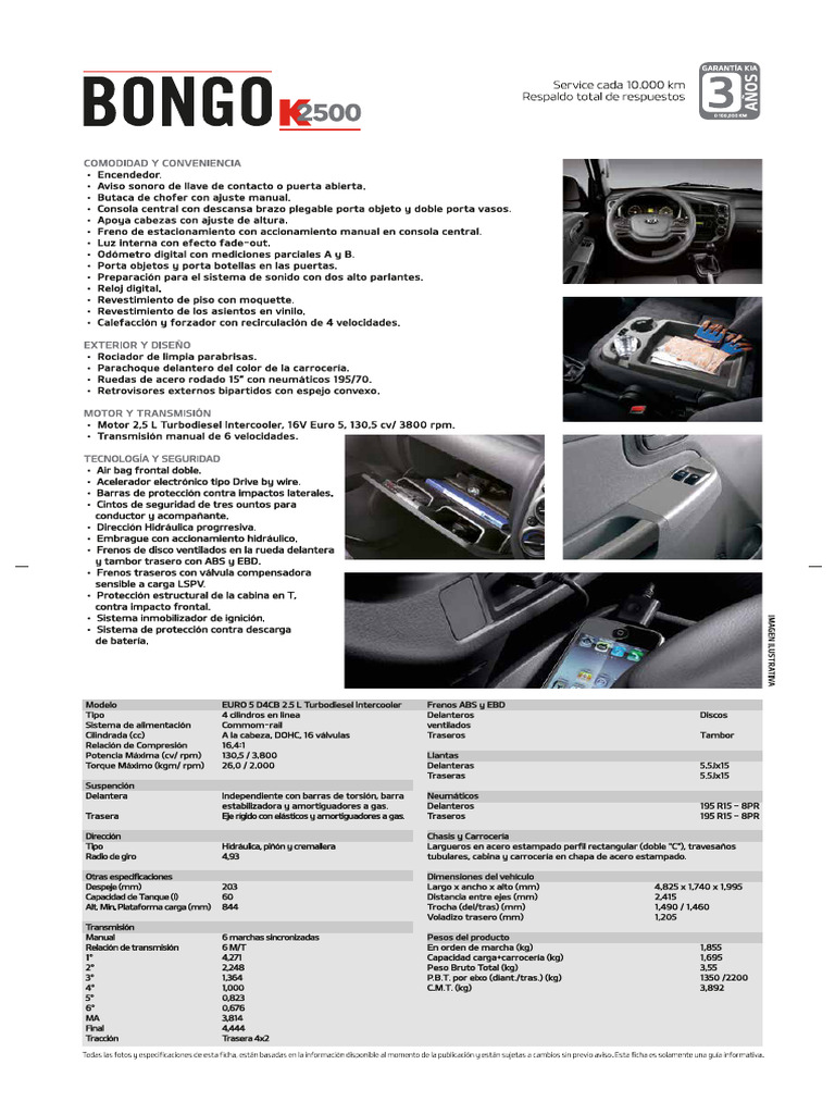Ficha Tecnica Kia Bongo | PDF