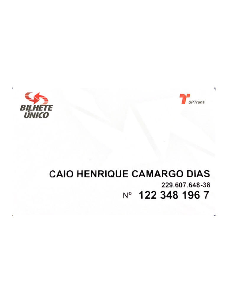SPTrans - BILHETE ÚNICO | PDF