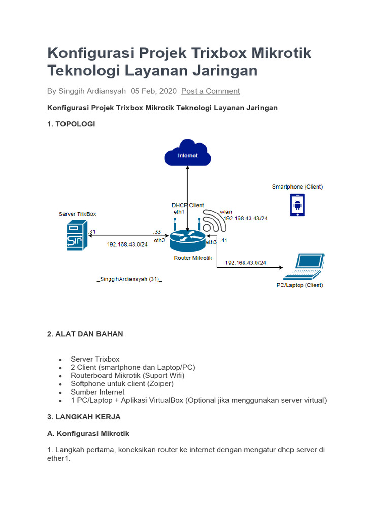 Konfigurasi Projek Trixbox Mikrotik Teknologi Layanan Jaringan | PDF