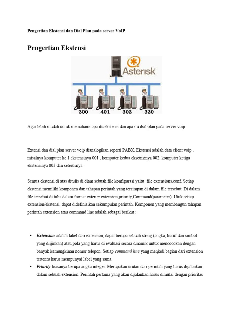 Pengertian Ekstensi Dan Dial Plan Pada Server VoIP 1 | PDF