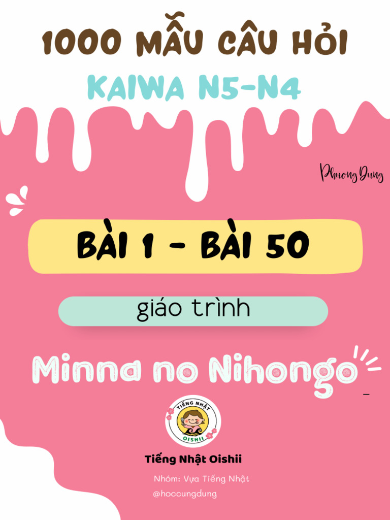 Full 1000 Mẫu Câu Hỏi Kaiwa 50 Bài Minna | PDF