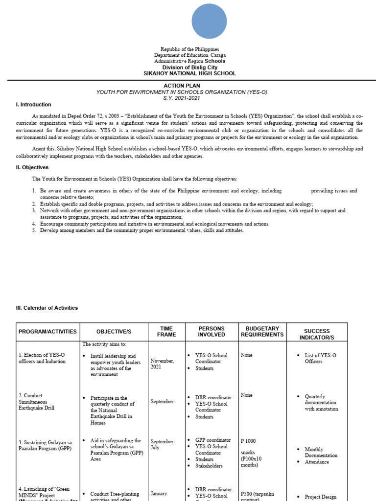 Yes O Action Plan Final | PDF