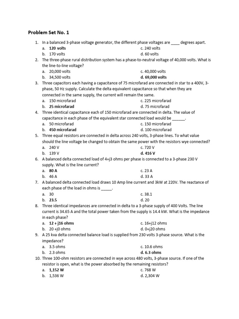 Problem Set No. 1 | PDF | Electrical Impedance | Capacitor
