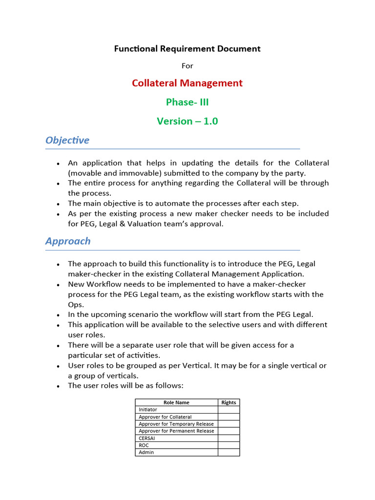 Functional Requirement Document - Collateral | PDF | Computers