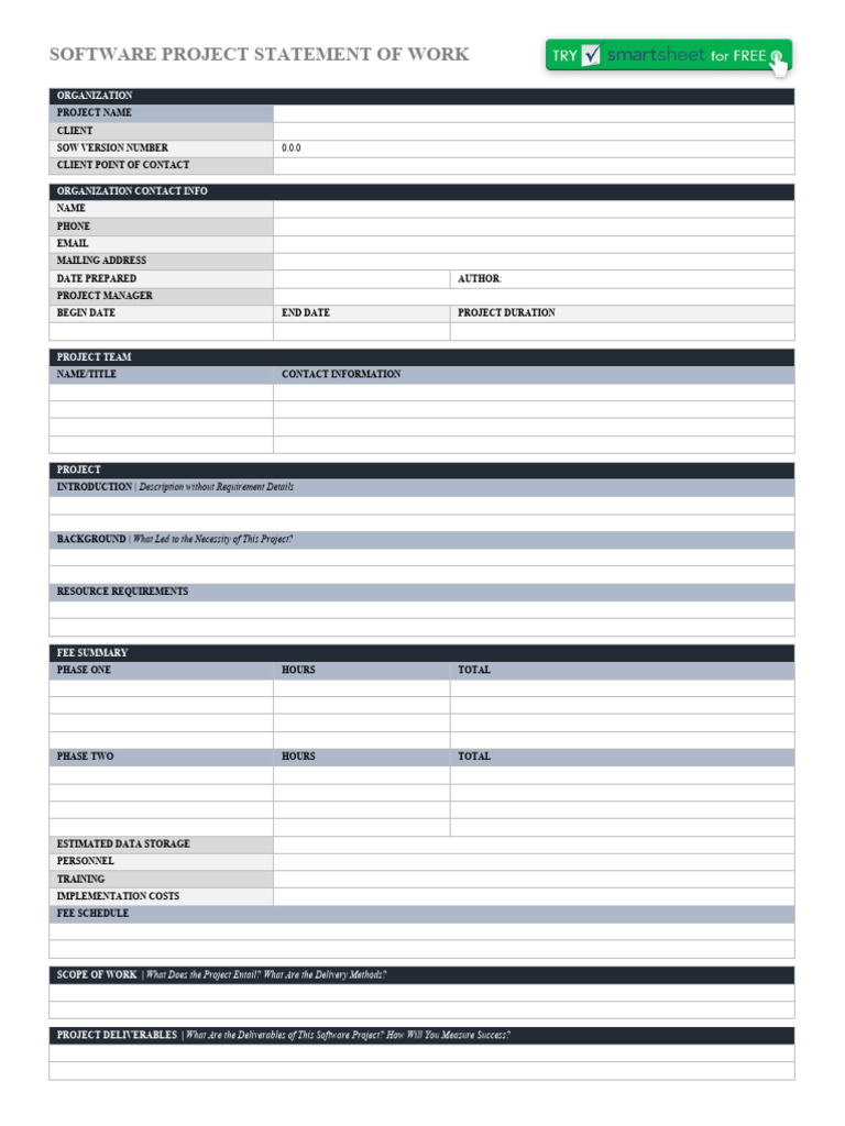 Software Project Statement of Work | PDF | Information | Reliability ...