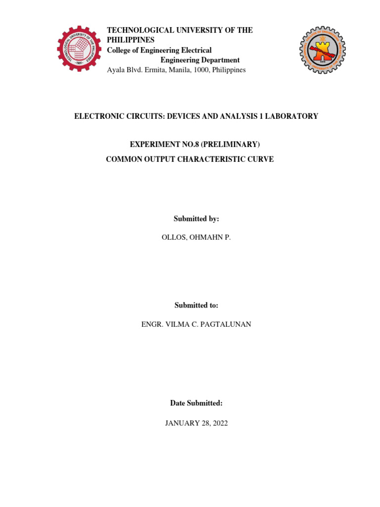OLLOS OHMAHN P. Expt 8 Preliminary | PDF | Applied And Interdisciplinary Physics | Computer ...