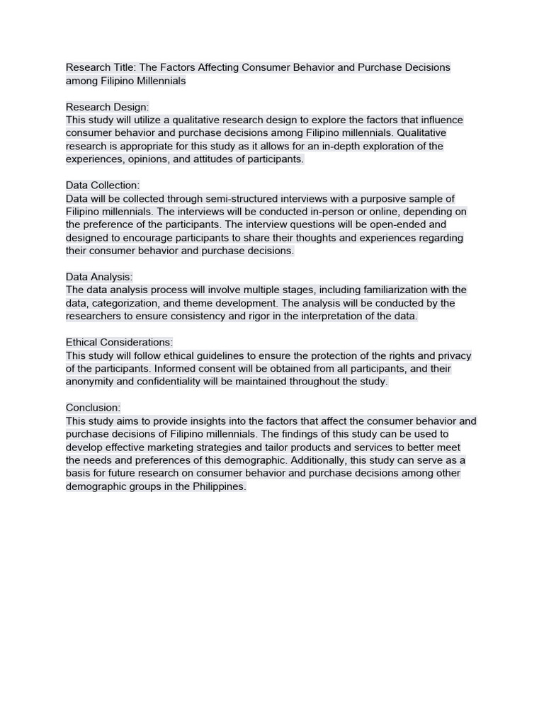 Research Title The Factors Affecting Consumer Behavior And Purchase