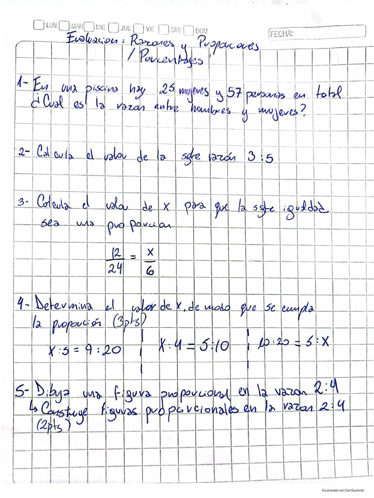 Prueba de Razones y Proporciones/porcentajes Sexto Basico | PDF