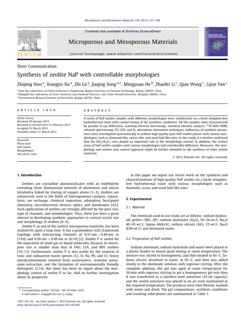 Microporous and Mesoporous Materials | PDF | Zeolite | Spectroscopy