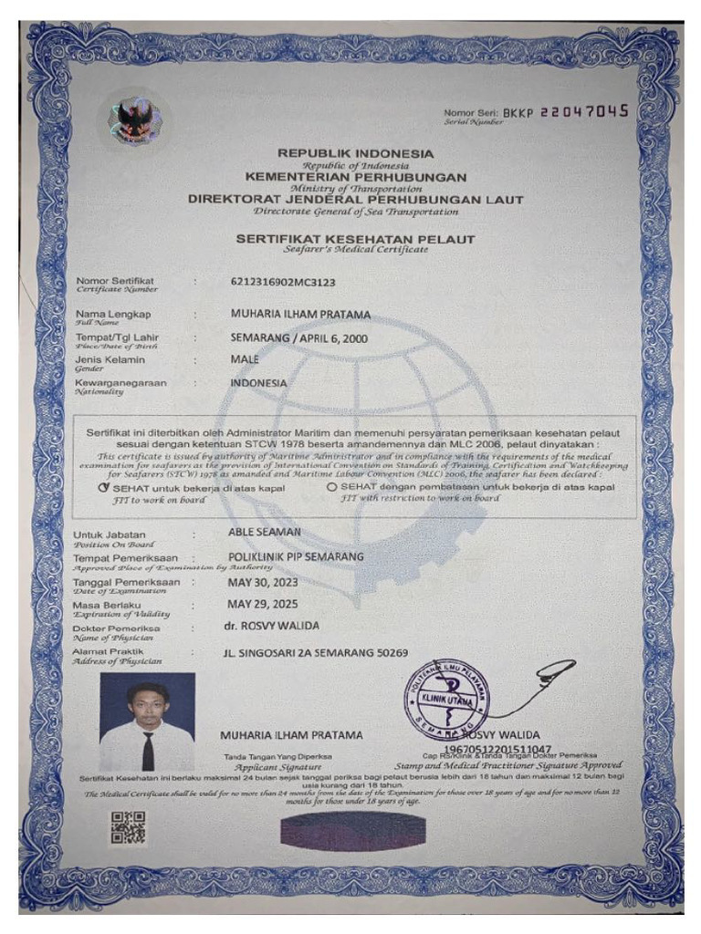 Sertifikat Kesehatan Pelaut - 11zon | PDF