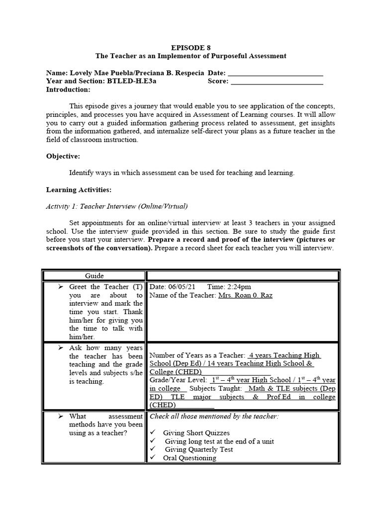 FS 1 Episode 8 | PDF | Educational Assessment | Teachers