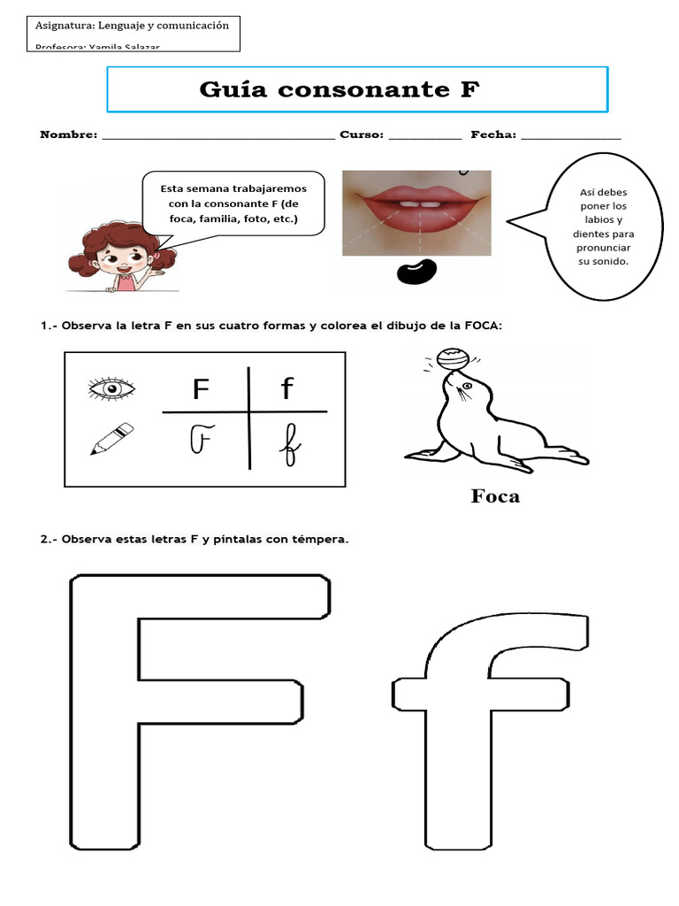 Actividades con la consonante F | PDF | Lingüística